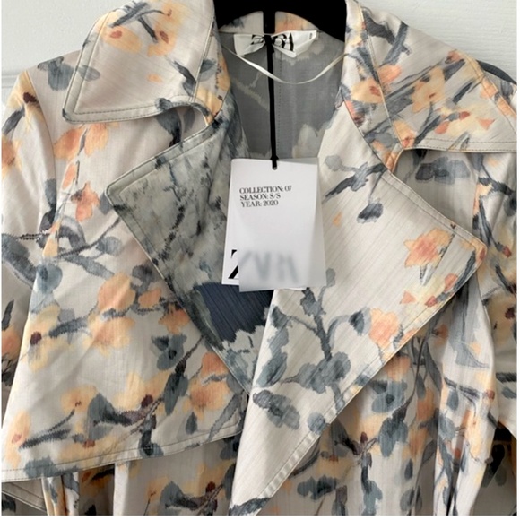 Zara | Jackets & Coats | Limited Edition Flowy Floral Trench Coat ...